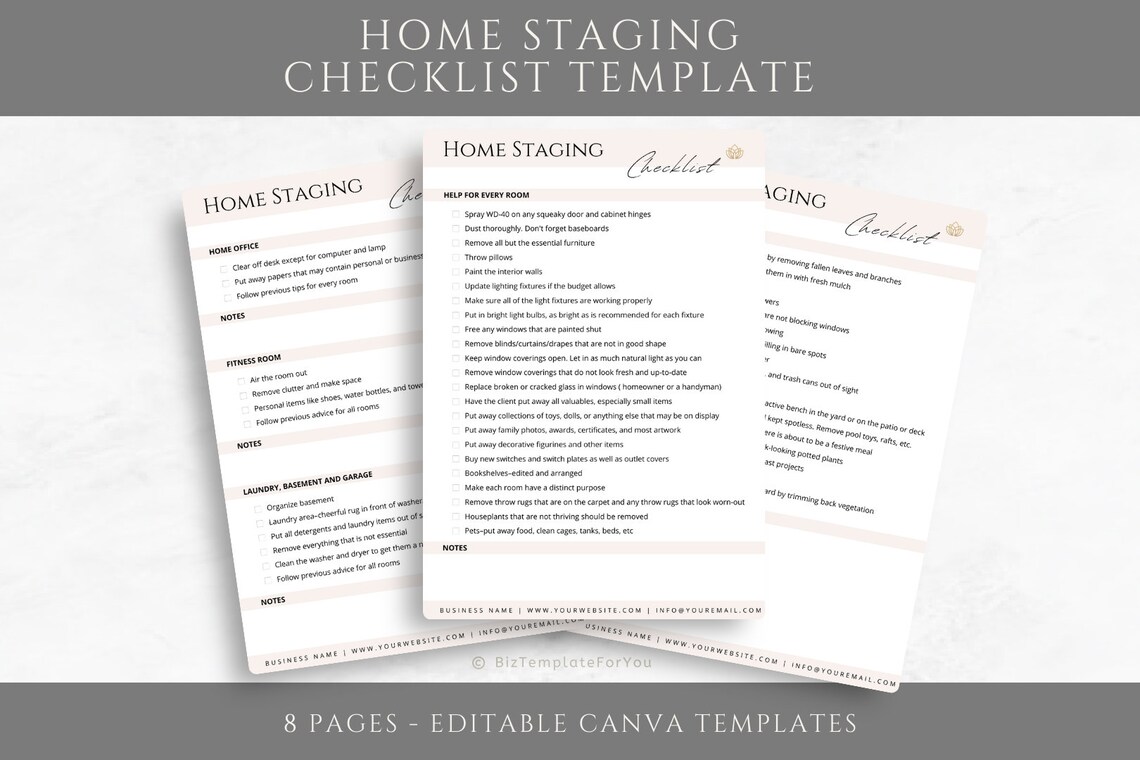 Editable Home Staging Checklist, Property Staging Checklist Template ...