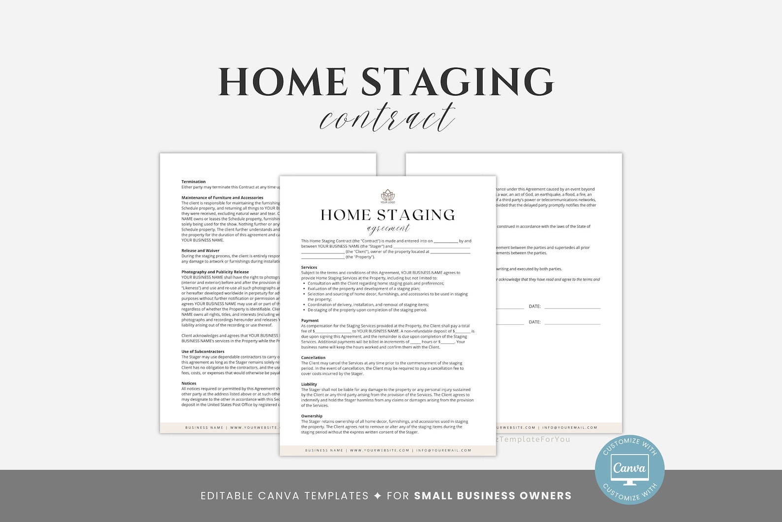 Editable Home Staging Contract Template, Property Staging Service ...