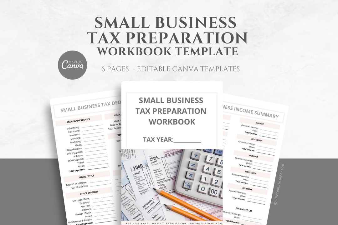 Editable Small Business Tax Preparation Workbook Template, Entrepreneur ...