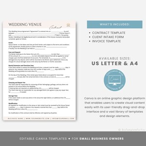 Editable Wedding Venue Contract Template, Venue Rental Agreement, Event ...