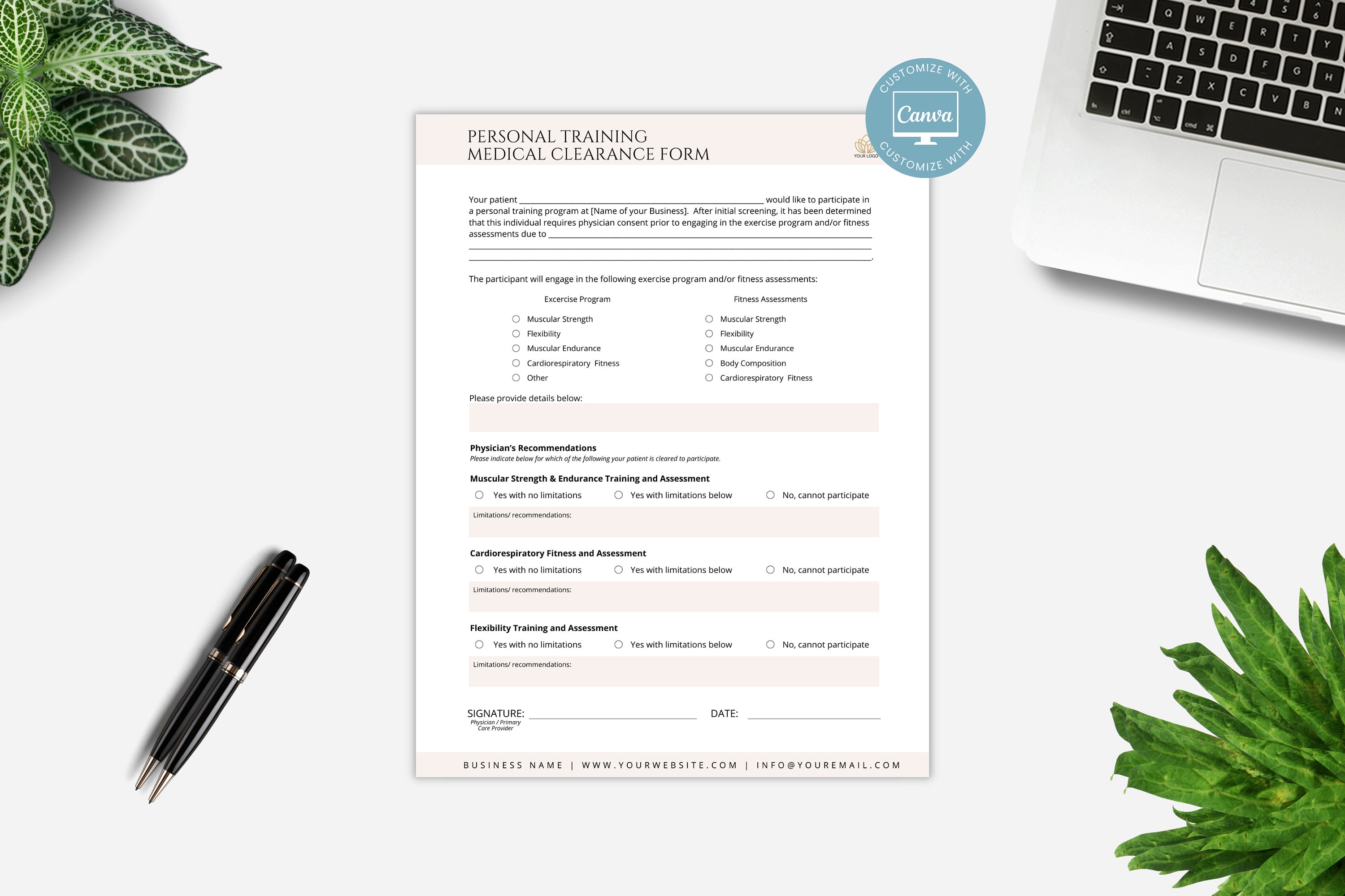 Editable Personal Trainer Medical Clearance Form Template, Personal ...