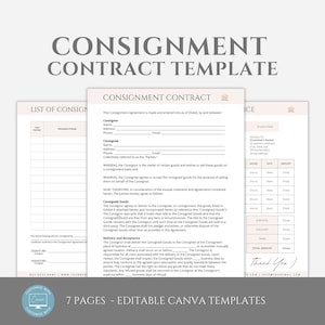 Editable Consignment Contract Template, Product Consignment Agreement ...
