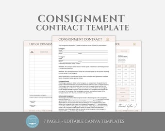 Editable Consignment Agreement Template: Boutique Reseller Contract (canva & PDF) - Etsy