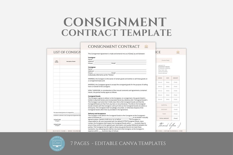 Editable Consignment Contract Template, Product Consignment Agreement ...