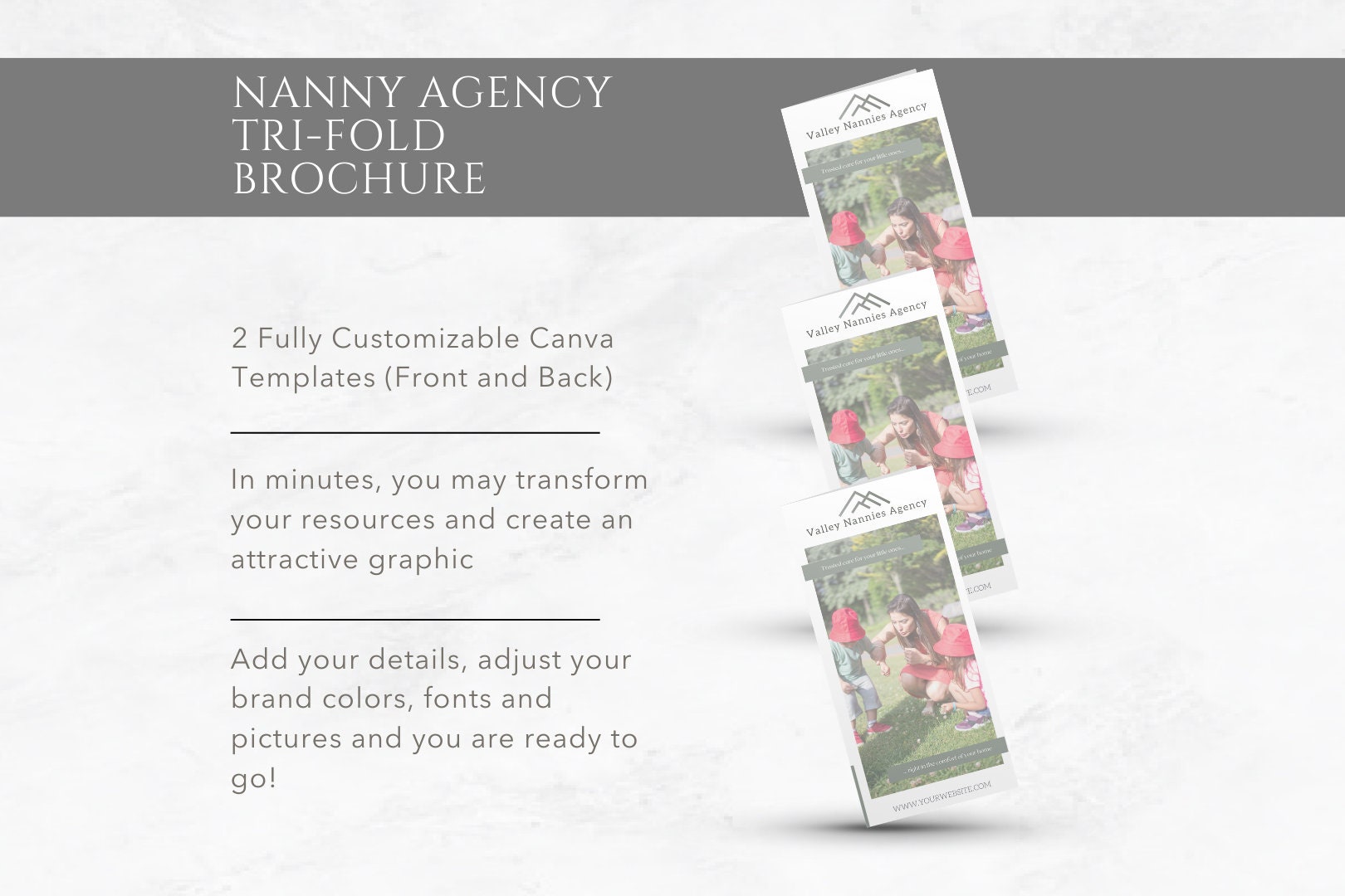 Editable Nanny Agency Trifold Brochure Template, Nanny Marketing Flyer ...