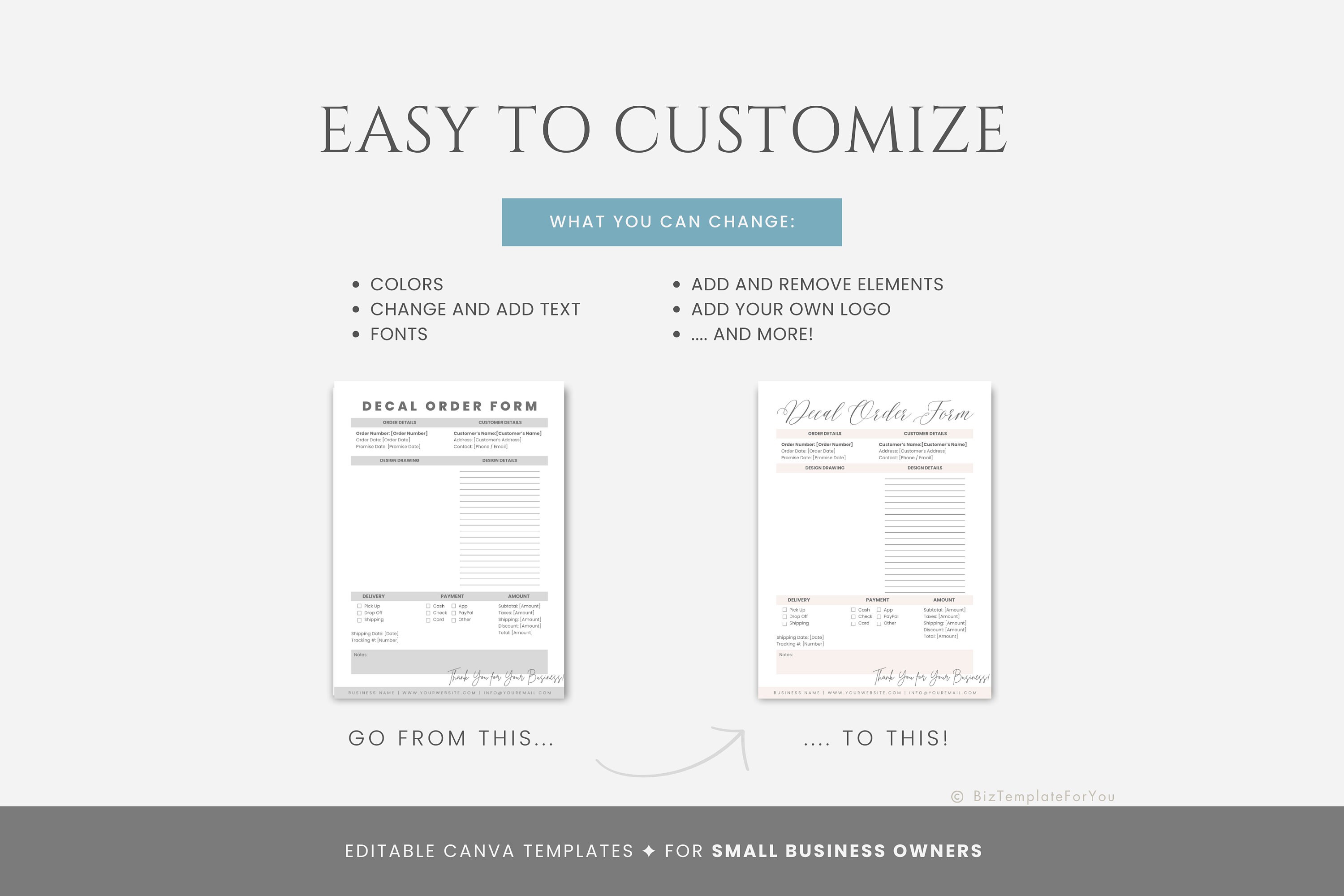 Editable Decal Order Form Template, Printable Decal Order Form Template ...