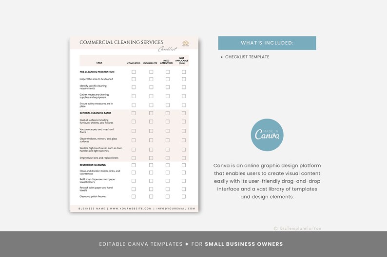 Commercial Cleaning Checklist Template for Cleaning Service Business ...