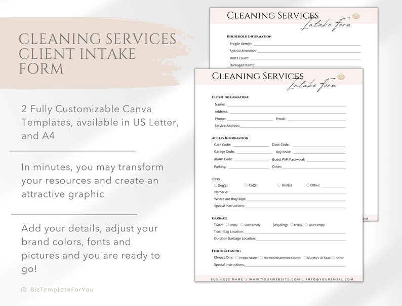 Cleaning Services Client Intake Form Editable Residential and - Etsy Cleaning Services Client Intake Form Editable Residential and - Etsy