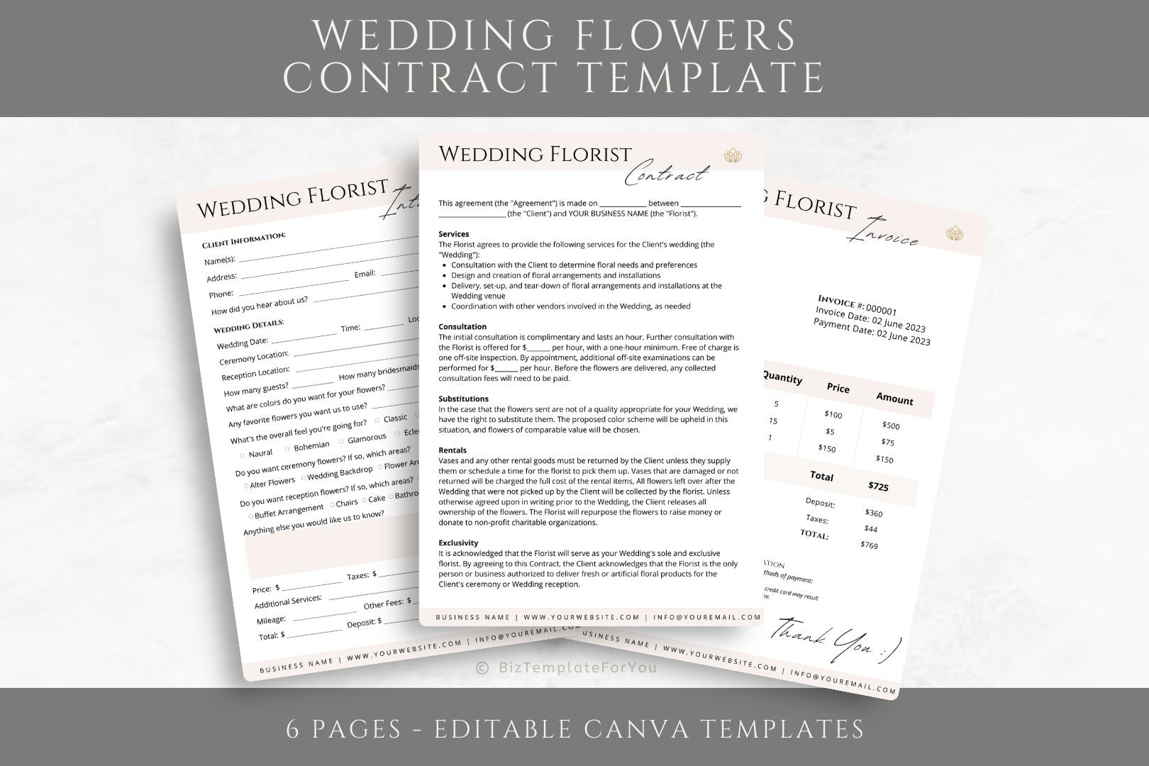 Editable Wedding Florist Contract Template, Flower Arrangements Service ...