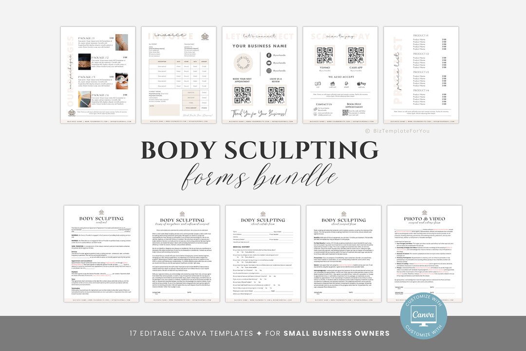 Editable Body Sculpting Forms Bundle, Intake Forms, Esthetician ...