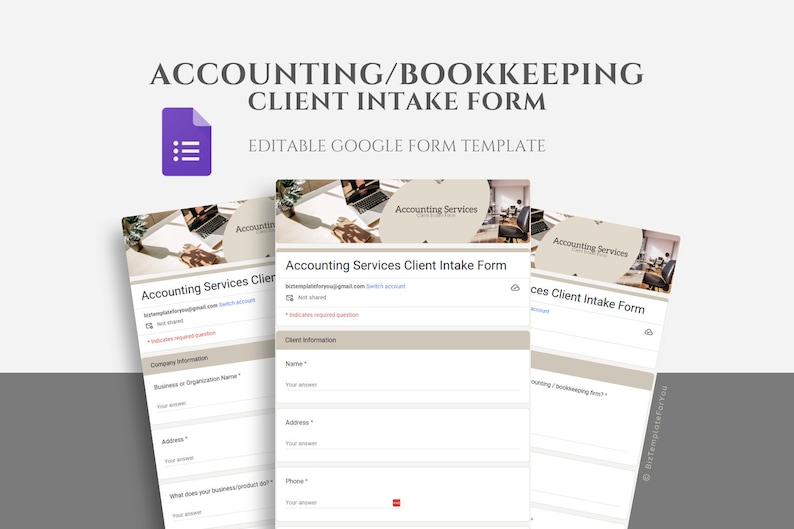 Editable Accounting & Bookkeeping Intake Form Template, Freelance ...