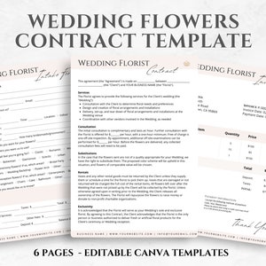 Editable Wedding Florist Contract Template Flower - Etsy