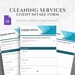 Cleaning Services Client Intake Form, Editable Residential and ...