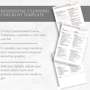 Residential General Cleaning Checklist, Editable House Cleaning ...