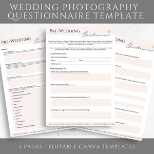 Editable Wedding Photography Questionnaire, Editable Pre-wedding Client ...