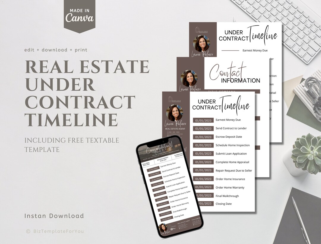Under Contract Timeline Template for Real Estate Agents and - Etsy