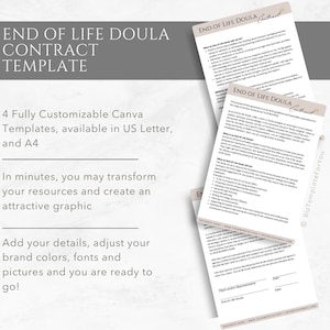 Editable End of Life Doula Contract Template, Death Doula Service ...