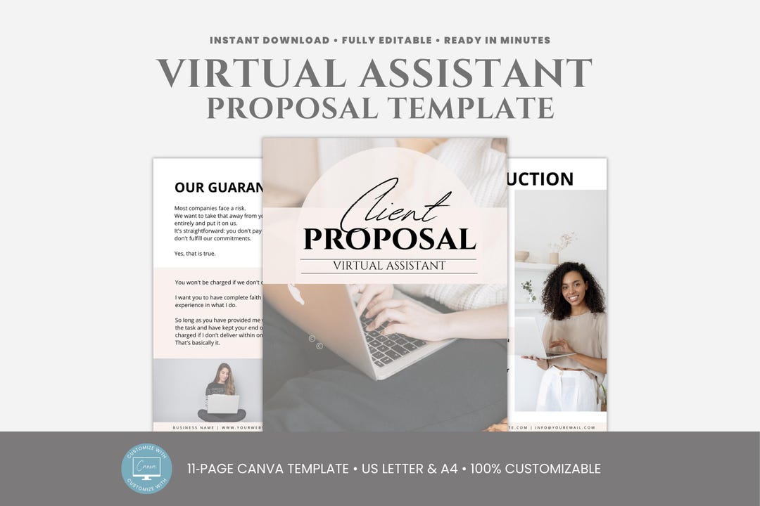 Editable Virtual Assistant Proposal Template, VA Service Pitch Document ...