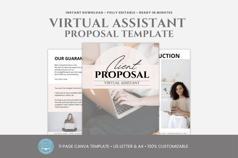 Editable Virtual Assistant Proposal Template, VA Service Pitch Document ...