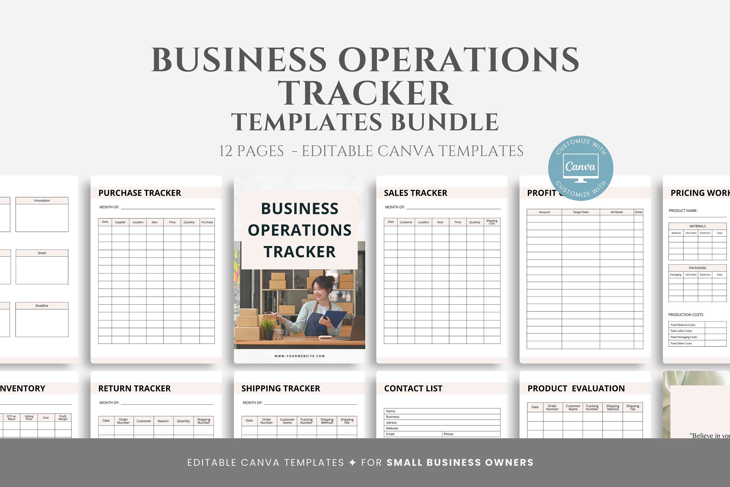 Editable Business Operations Tracker Templates, Business Operations ...