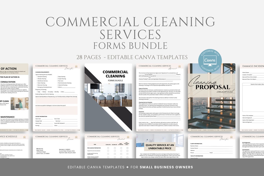Editable Commercial Cleaning Forms Bundle, Fully Editable in Canva ...