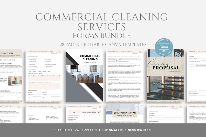 Editable Commercial Cleaning Forms Bundle, Fully Editable in Canva ...