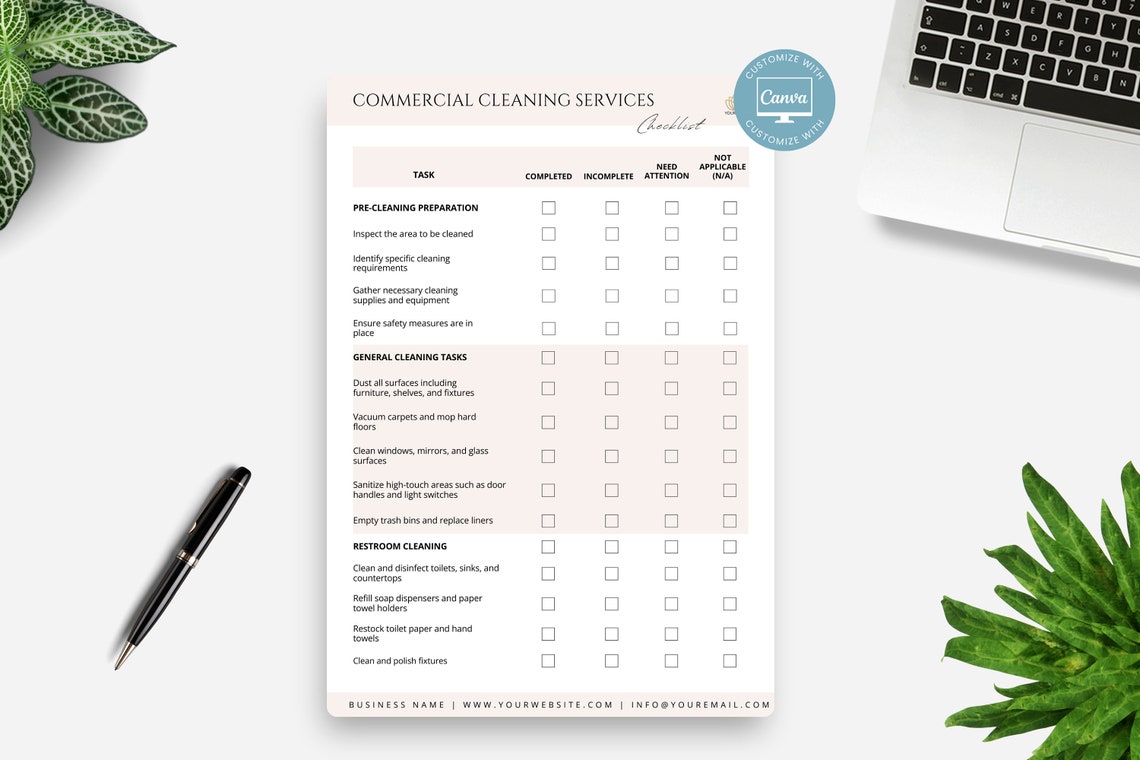 Commercial Cleaning Checklist Template for Cleaning Service Business ...