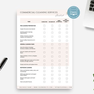 Commercial Cleaning Checklist Template for Cleaning Service Business ...