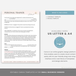 Editable Personal Trainer Contract, Personal Training Business Forms ...