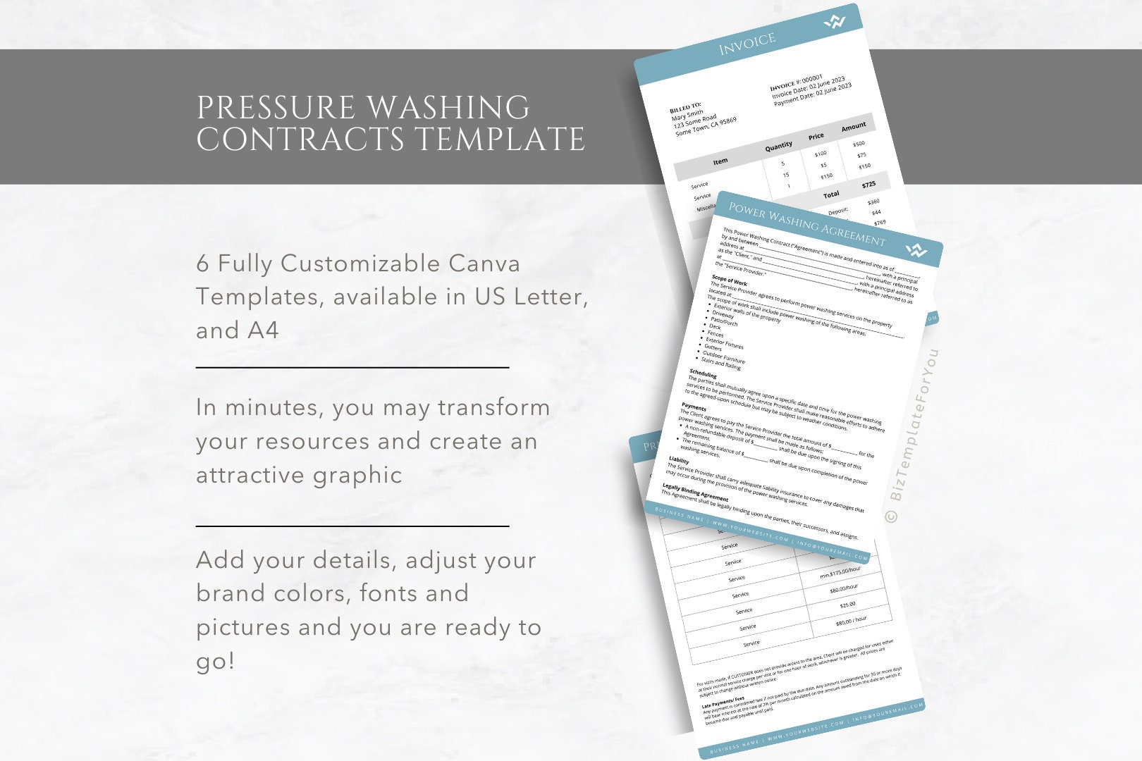Editable Pressure Washing Contract Template, Professional Power ...
