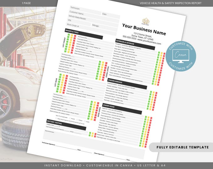 Visual Vehicle Inspection Report | Fillable PDF Multi-point Vehicle ...