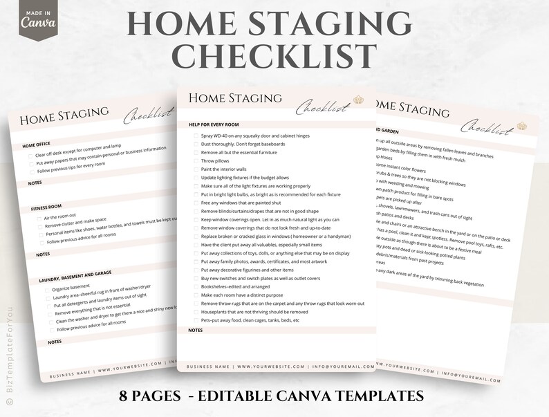 Editable Home Staging Checklist Property Staging Checklist - Etsy