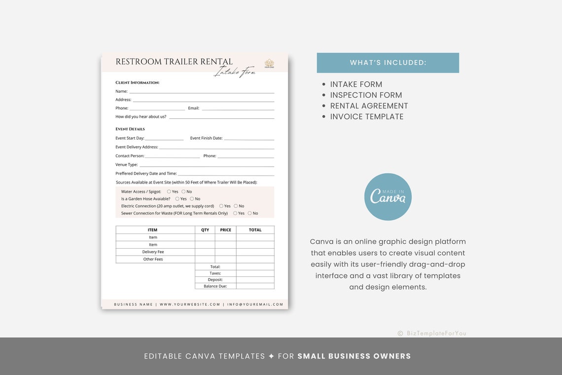 Editable Restroom Trailer Rental Agreement Template, Portable Toilet ...