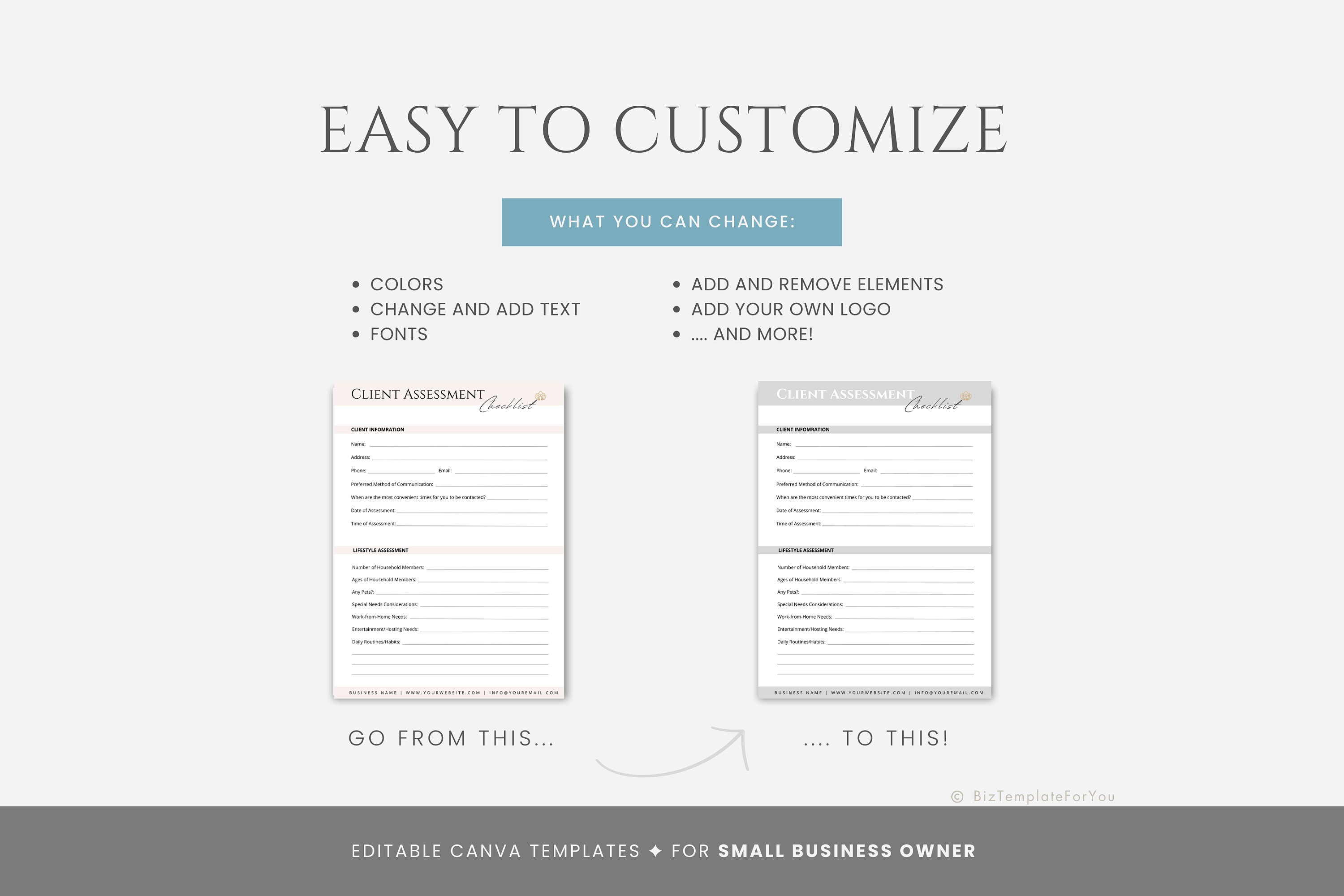 Editable Professional Organizer Client Assessment Checklist Template ...