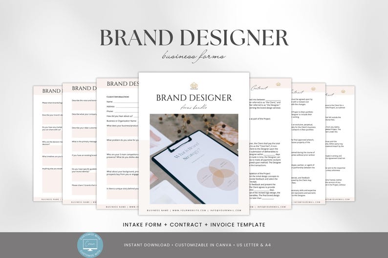 Editable Brand Designer Forms Bundle, Freelance Graphic Design Service ...