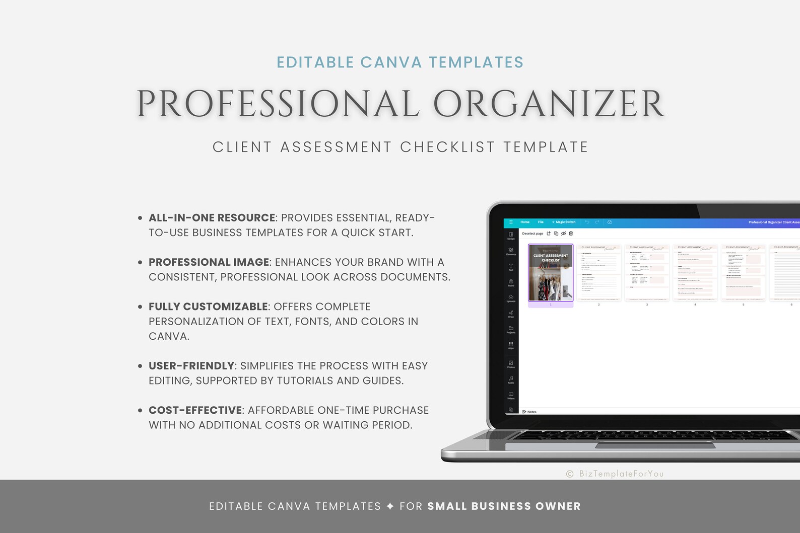 Editable Professional Organizer Client Assessment Checklist Template ...