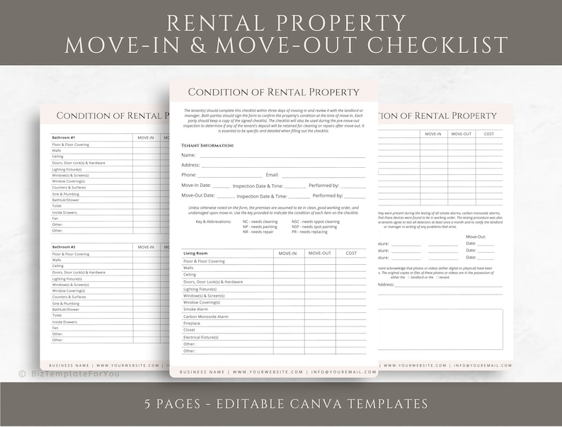 Editable Rental Property Move In/out Checklist Professionally - Etsy