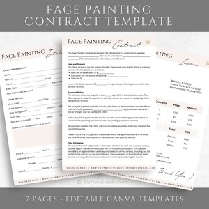 Editable Face Painting Contract Template, Event Face Painter Intake ...