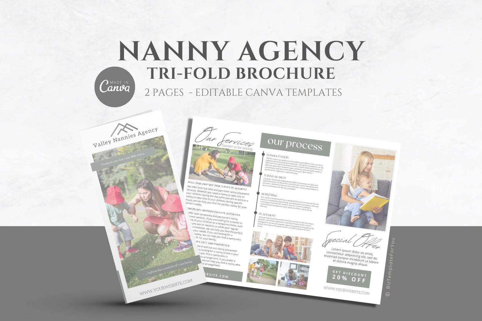 Editable Nanny Agency Trifold Brochure Template, Nanny Marketing Flyer ...