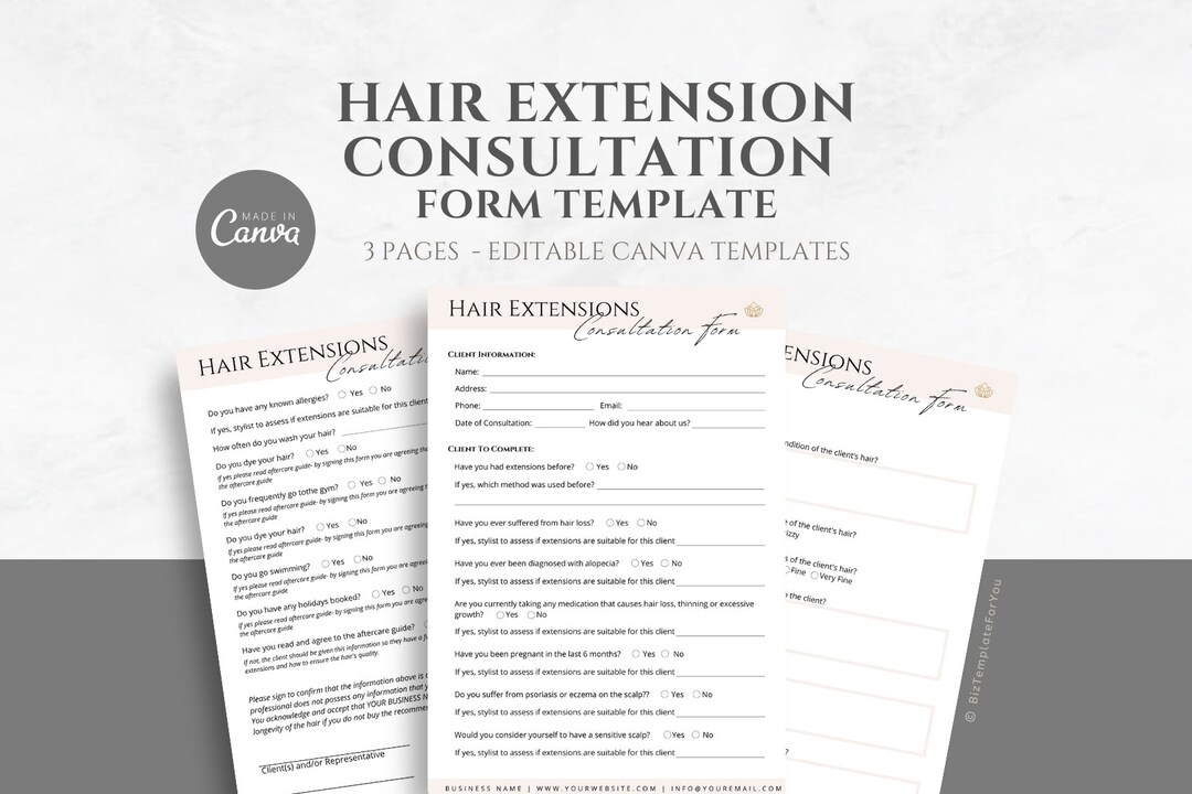 Fully Editable Hair Extension Consultation Form Template for ...