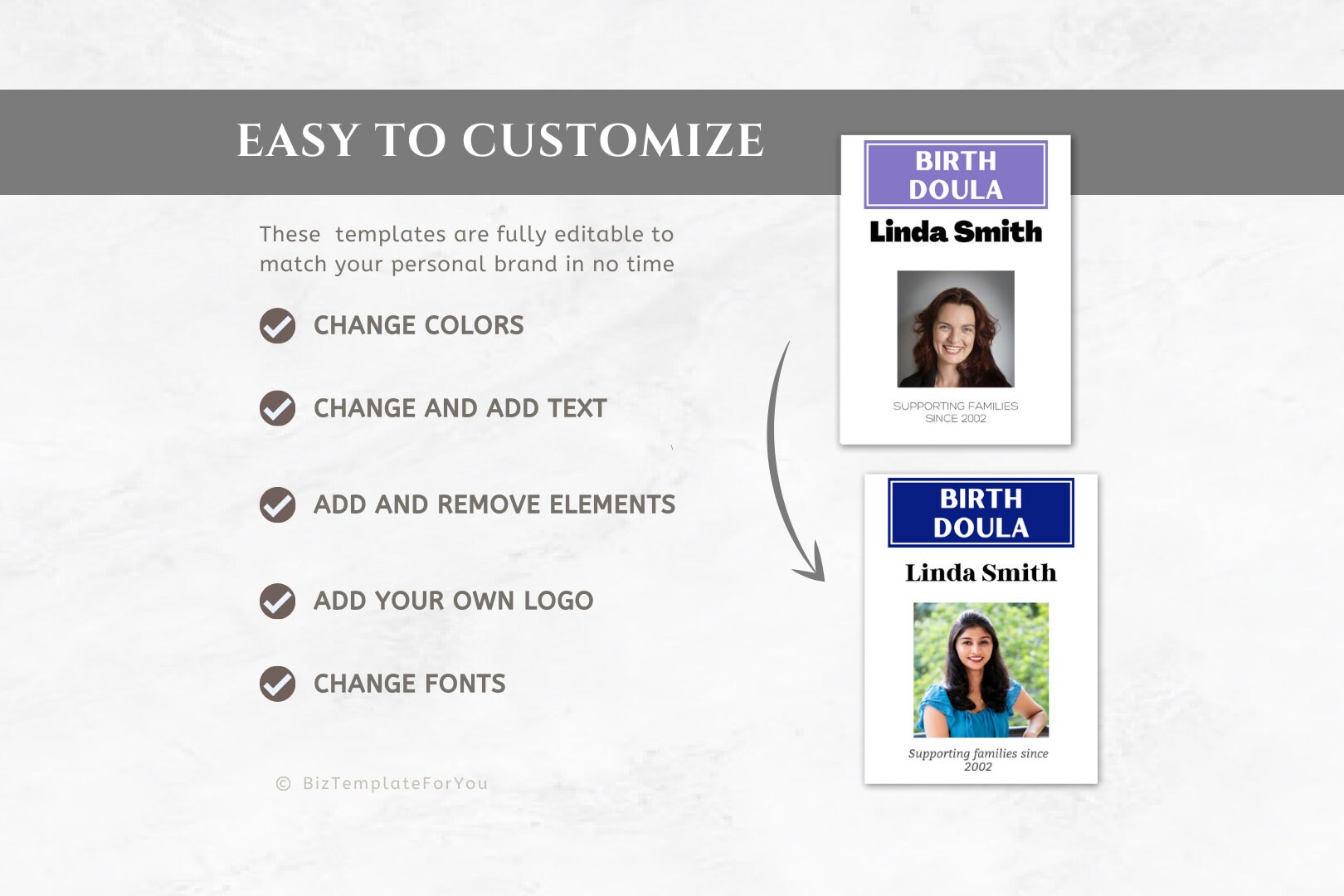 Doula Badge Template, Editable Professional Name Badge, Birth Worker ...