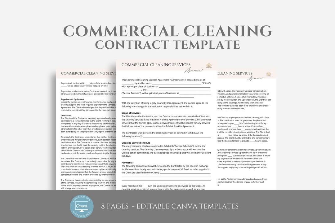 Commercial Cleaning Contract Template for Cleaning Service Business ...