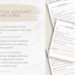 Editable Virtual Assistant Client Intake Form Template - Etsy