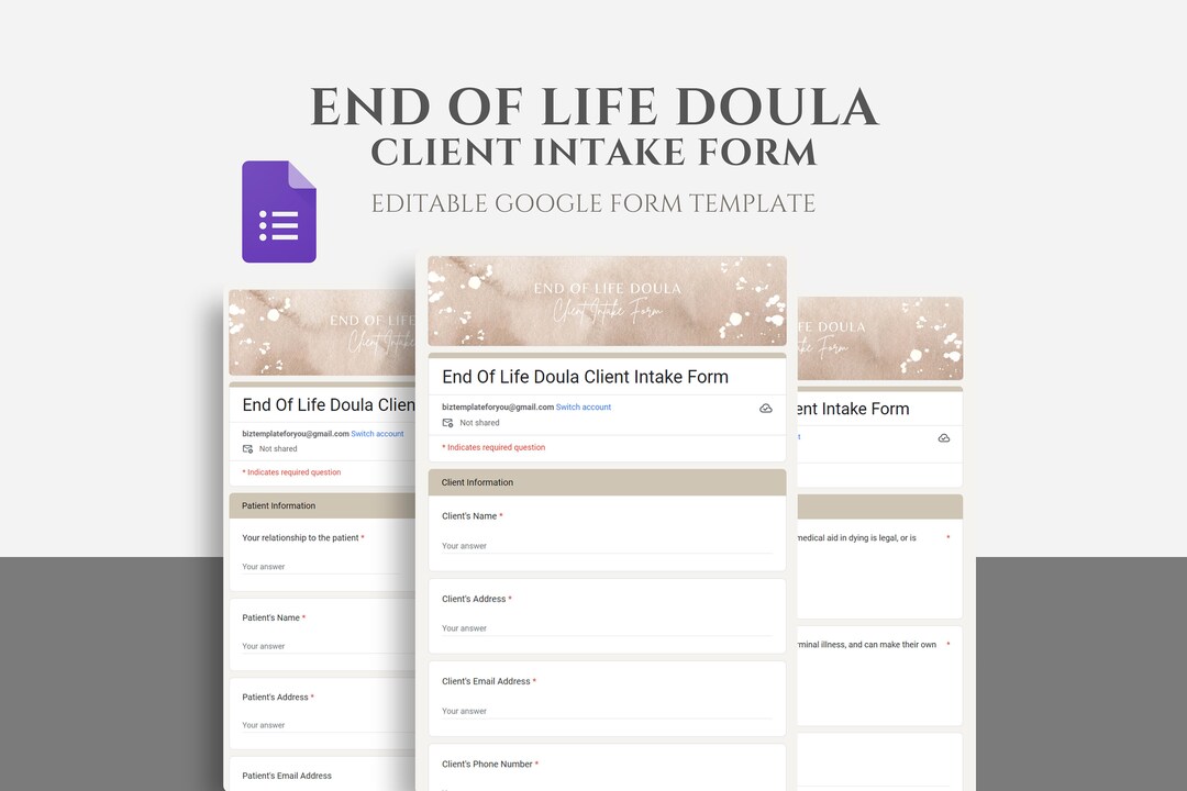 Editable End of Life Doula Client Intake Form Template, Death Doula ...