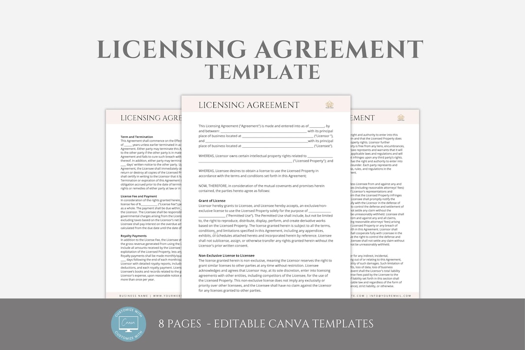 Editable Licensing Agreement Template, Product Licensing Contract ...