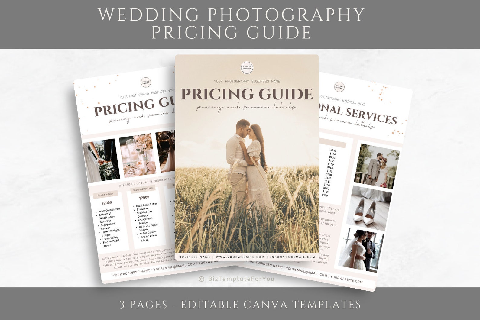 Editable Wedding Photography Pricing List, Editable Pricing Guide ...