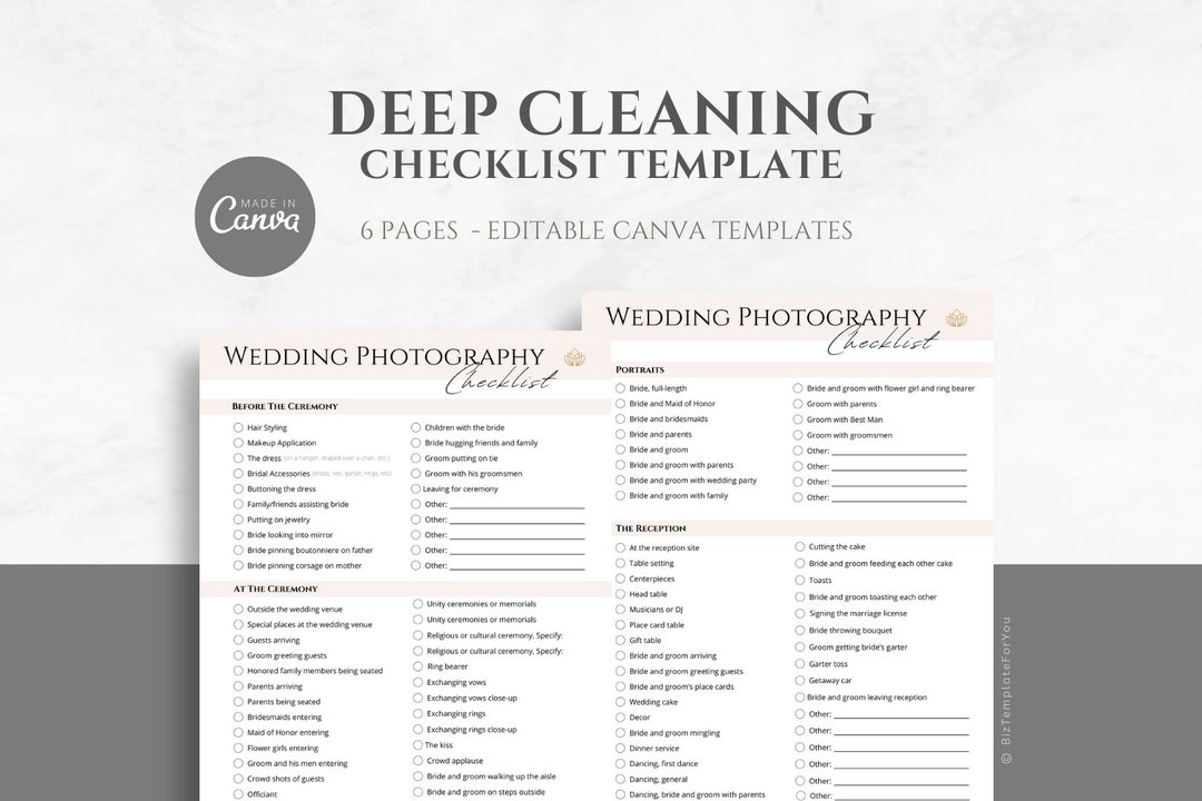 Residential Deep Cleaning Checklist, Editable House Cleaning Checklist, Professionally Designed ...
