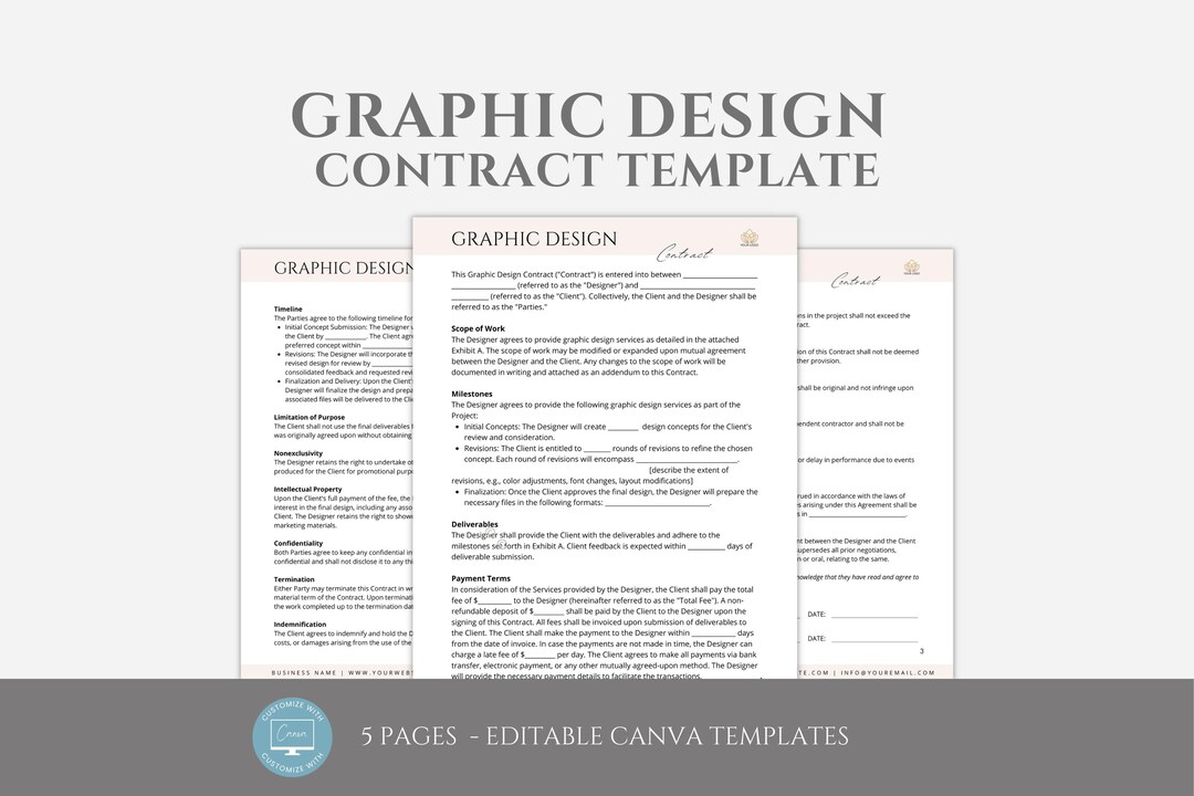 Editable Graphic Design Contract Template, Service Agreement for ...