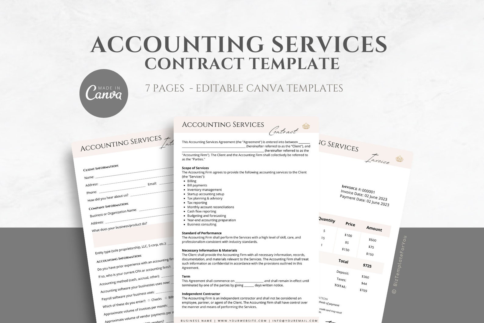 Editable Accounting Services Agreement Template Freelance - Etsy