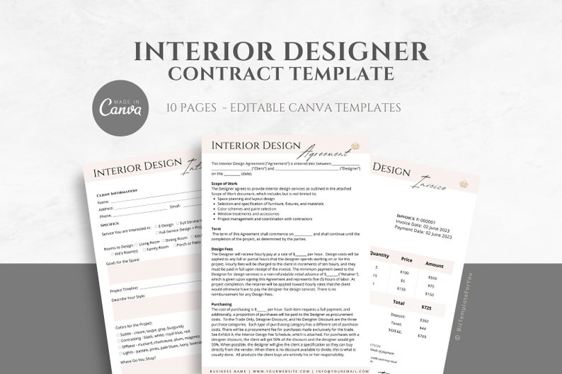 Editable Interior Design Contract Template, Interior Designer Service ...